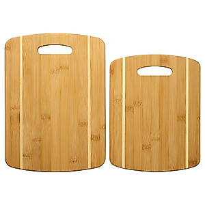 Totally Bamboo Two-Piece Striped Bamboo Cutting Board Set, 13" x 9-1/2" and 11" x 8-1/2"