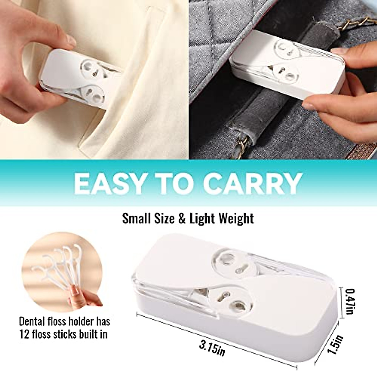 JIBIACB Dental Floss Portable Case/ Dispenser Automatic Dental Floss Picks Cases for Teeth Cleaning,Specialized Floss (Pink+Green)