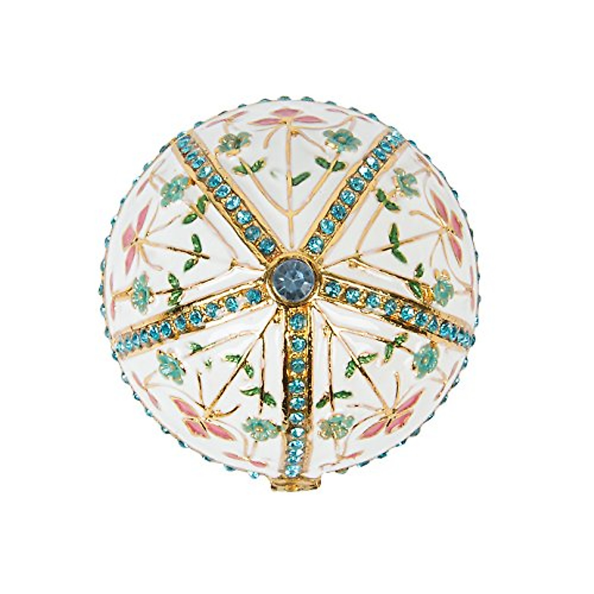 QIFU-Hand Painted Enameled Faberge Egg Style Decorative Hinged Jewelry Trinket Box Unique Gift for Home Decor