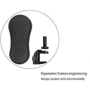 SZYAN Computer Arm Rest for Desk, Adjustable Arm Rest Support for Computer Desk Ergonomic Arm Rest Extender Rotating Mouse Pad Holder for Table, Office, Chair, Desk, Black