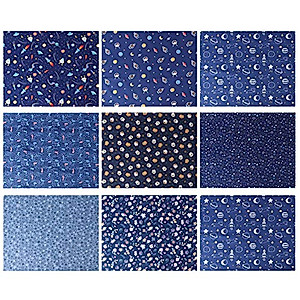 Healifty Floral Comforter 9Pcs Christmas Cotton Fabric Sheet Patchwork Cloth Quilting Precut Scraps Sewing Fabric for DIY Scrapbooking Mouth Cover Purse Bag Making 40x50cm (Blue) Floral Sheets