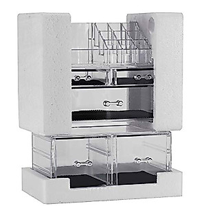 Sooyee Makeup Organizer,Acrylic Cosmetic Organizer Storage Drawers Jewelry and Cosmetic Display Cases Box(5 Drawers 7 Tiers) 3 Pieces Stackable,Clear