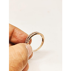 Tishya Jewellers 1.5Ct Chocolate & White Diamond Wedding Anniversary Band Ring 14K Rose Gold Over (7)
