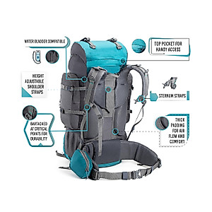 Tripole Walker 65 Litres Rucksack With 20 Litre Foldable Day Pack | Internal Frame With Metal Rod | Rain Cover | Bottom Opening | Laptop Section (Sea Green)