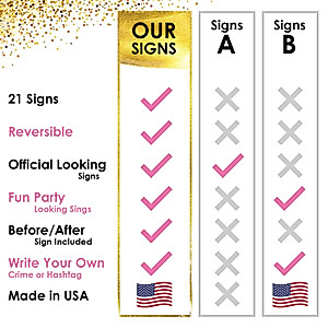 Bachelorette Party Mugshot Signs - Girls Night Out, Birthday, Wedding & Bachelorette Party Supplies Decorations - 21 Reversible Photo Booth Prop Signs - 42 Variations