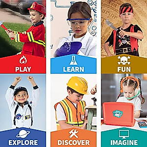 Born Toys 6-in-1 Kids' Dress Up & Pretend Play - Kids Costumes for Boys & Girls Ages 3-7 Washable Toddler Dress up Clothes w/Storage Box