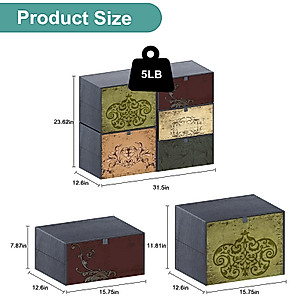 VASICAR 5 Pack Stackable Storage Boxes with Metal Frame & Pull-down Lid, Foldable Storage Cube Bins Shoe Containers Boxes for Bedroom, Pattern