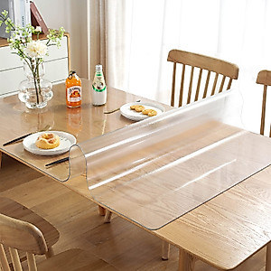 LovePads 1.5mm Thick 54 x 54 Inches Frosted Table Protector, Plastic Table Cover Protector, Clear Table Protector for Dining table Room, Plastic Tablecloth Protector, Vinyl Table Pads for Kitchen Wood