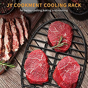 JY COOKMENT Cooling Roasting Rack with Integrated Feet, Enameled Coating, PTFE Free, Great for Cooking, Drying, Grilling, Dishwasher Safe (10inch*6.5inch)