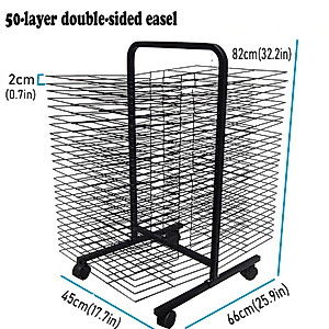 Art Drying Rack - Sided Wire Drying Shelf, Classroom Studio Home Painting Drying Rack, Double Sided Art Rack Storage Organizer On Wheels, Drying & Print Racks, for Kids, Artists ( Size : 50-layer )