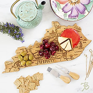 Totally Bamboo Destination Kentucky State Shaped Serving and Cutting Board, Includes Hang Tie for Wall Display