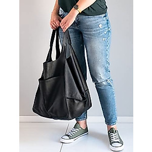 Casual Soft Large Capacity Tote Women Handbags Designer Metal Look Luxury Faux Leather Shoulder Bag Big Shopper Purses