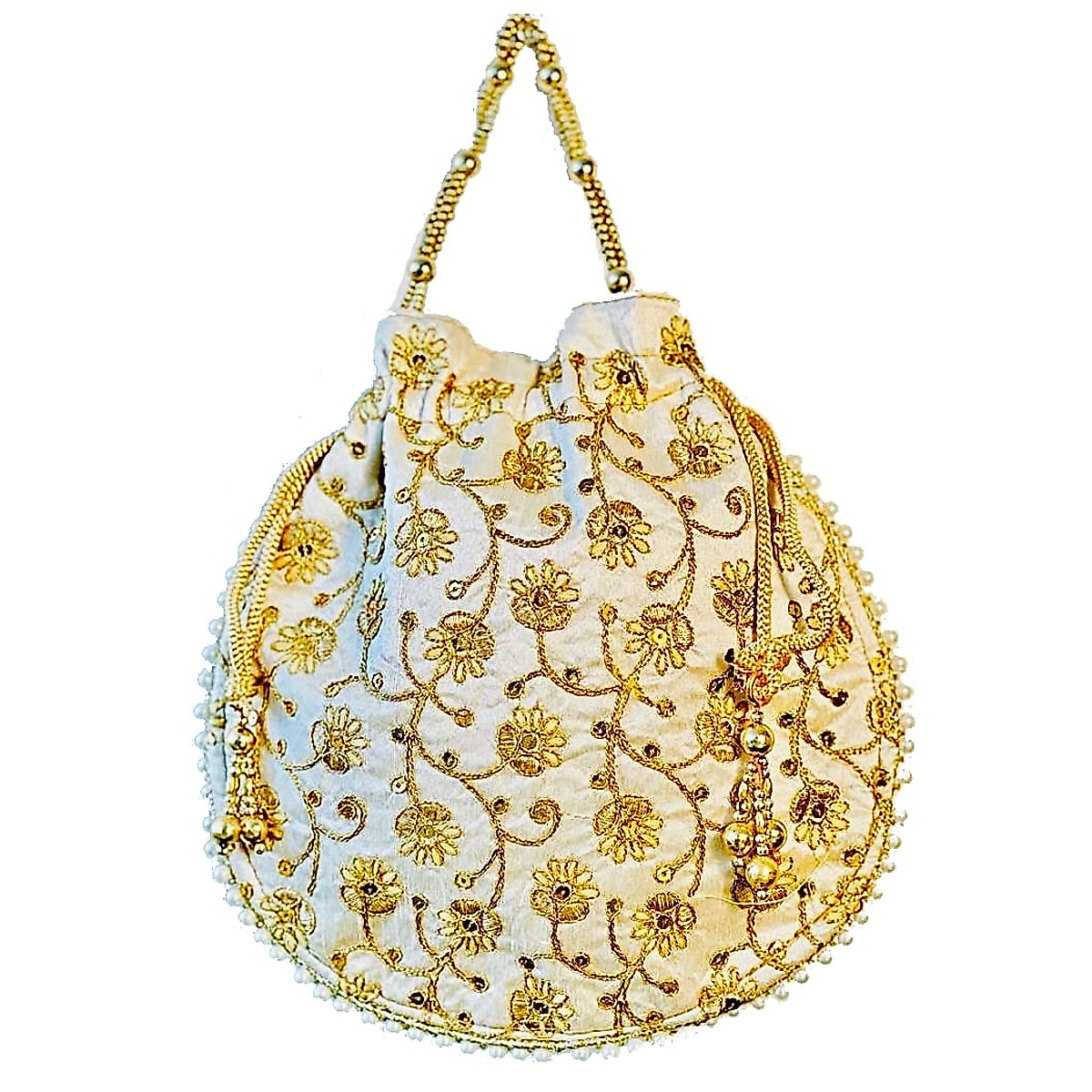 Stylish Aaribax Potli Bag: Large Indian Evening Handbag for Women, featuring Gold Clutch Purses with Handle, Perfect for Weddings & Parties