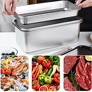 pobowlgarls Large Stainless Steel Food Storage Containers, Food Containers with Lids for Kitchen, Picnic, Travel, Durable, Leak-Proof Design Set of 3 sizes