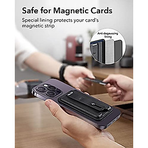ESR Magnetic Wallet, Compatible with MagSafe Wallet, 3-Card Holder, Vegan Leather, for Secure-Grip Finger Loop, for iPhone 15/14/13/12 Series, Not for 13/12 Mini, Black