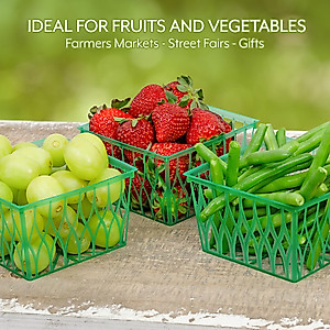 Cornucopia Pint Size Plastic Berry Baskets (48-Pack), 4-Inch Berry Boxes with Open-Weave Pattern, Ideal for Summer Picking & Crafts! (48 Boxes)
