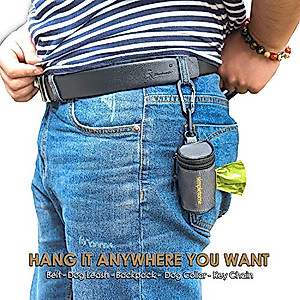 simpletome Dog Waste Bag Dispenser for Leash Belt Waterproof 1680D Oxford YKK Zipper (Grey)