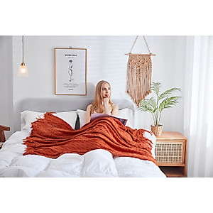 Lunarose Throw Blanket for Couch,Soft Cozy Knit Blanket,Lightweight Decorative Throw for Sofa Chair Bed Travel and Living Room-All Seasons Suitable for Women,Men and Kids (Orange-Wave, 50"x60")