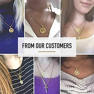 Hermah Gold Plated Zodiac Sign Pendant Necklace for Women Men Taurus Constellation Horoscope Stainless Steel Box Link Chain 22inch