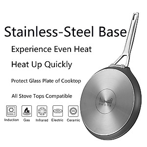 MsMk Crepe Pan with Spreader, 8 Inch Titanium and Ceramic Nonstick Flat Skillet Tortilla Egg Pan, Induction Compatible, PFOA Free, Oven Safe to 700°F