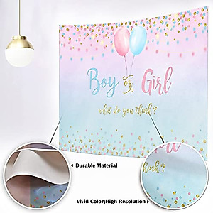 Mocsicka Boy or Girl Gender Reveal Decoration, Blue or Pink Dots Balloon Party Backdrop, Gender Reveal Banner Supplies (7x5ft (82x60 inch))