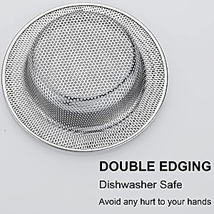 LASSHSWA Kitchen Sink Strainer Stainless Steel, Kitchen Sink Drain Strainer with Handle, Sink Strainers with Large Wide Rim 4.5" Diameter for Kitchen Sinks (2PCS)