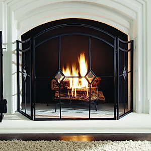 Pleasant Hearth Arched Diamond 3-Panel Fireplace Screen, Espresso Powder Coated