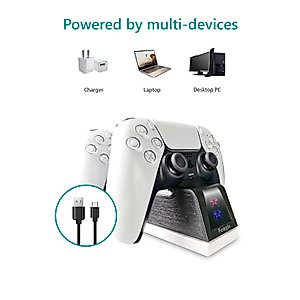2H Fast Charging PS5 Controller Charger, Feaglo Spring Charging Station for Playstation 5 Dualsense Controllers, Charger Dock with LED Indicator