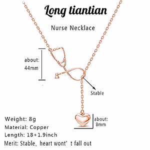 Long tiantian Nurse Gifts for Women Stethoscope Nurse Necklace Heart Pendant Necklace for Doctors and Nurses Gifts for Nurses（Rose Gold）