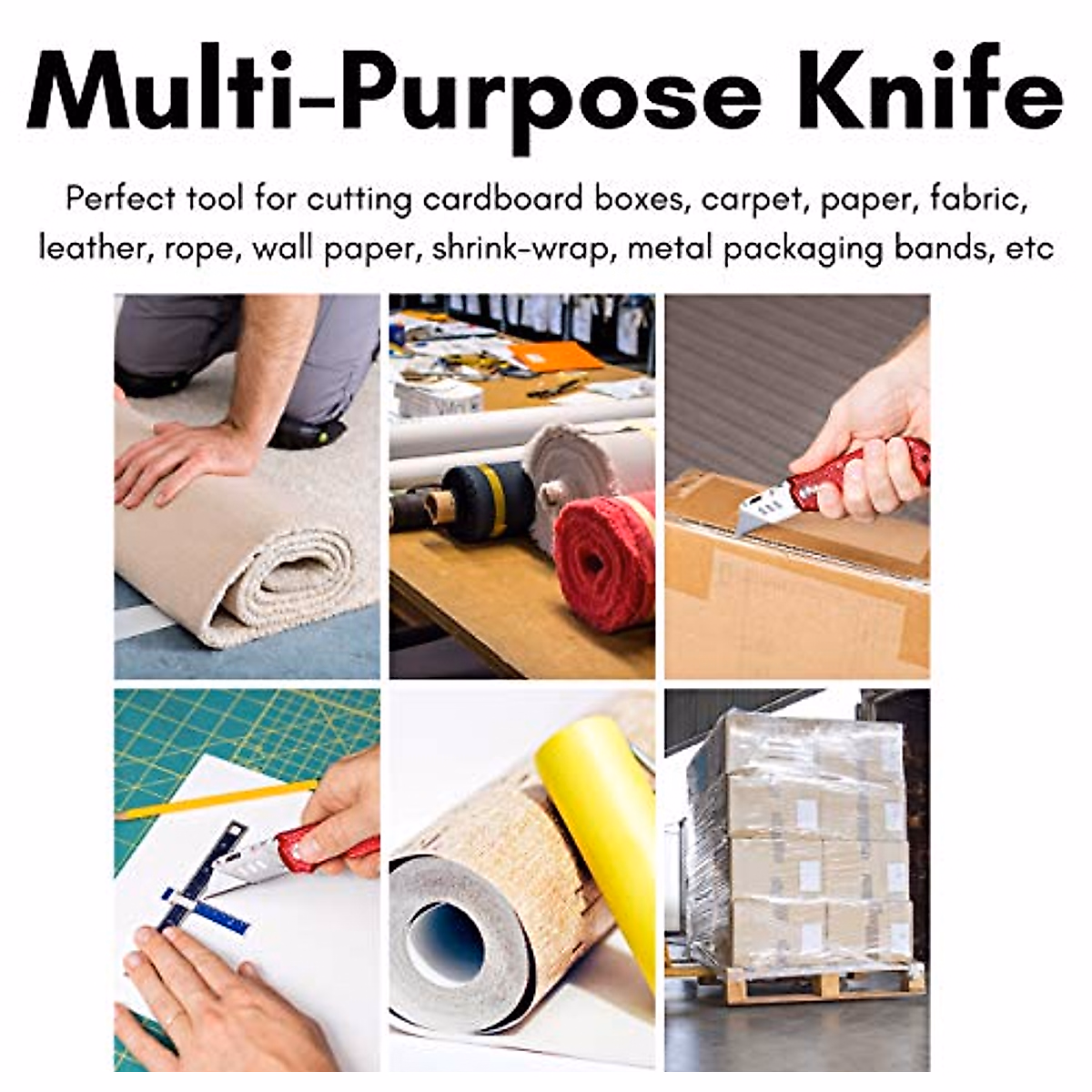 BirdRock Home Premium Utility Knife - Retractable Razor Knife Set - 3 Extra Blade Refills - Box Cutter Locking Razor Knife (Premium Utility Knife - Red)