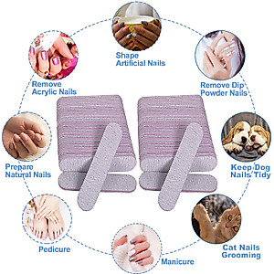 Nail Files (50 Pack), 3.6 Inches Emery Board Nail Files for Acrylic and Natural Nails, 100/180 Grit Small Double Sided Fingernail Filer Bulk Mini Professional Finger Nail Filer Manicure Set Gray