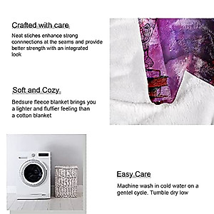 YISUMEI Mandala Elephant Throw Blanket Purple Nebula Book Shining Stars Fleece Blanket Soft Warm Cozy for Sofa Couch Bed 50"x60"