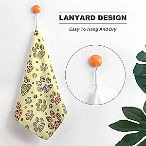 Lurnise Hand Towel Animal Footprints Hand Towels Dish Towel Lanyard Design for Bathroom Kitchen Sports