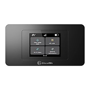GlocalMe DuoTurbo 4G LTE Portable WiFi Mobile Hotspot Device for Travel, SIMFREE, No Contract, with US 8GB & Global 1GB Data in 150+ Countries, Support 10 Devices Connected (Black)