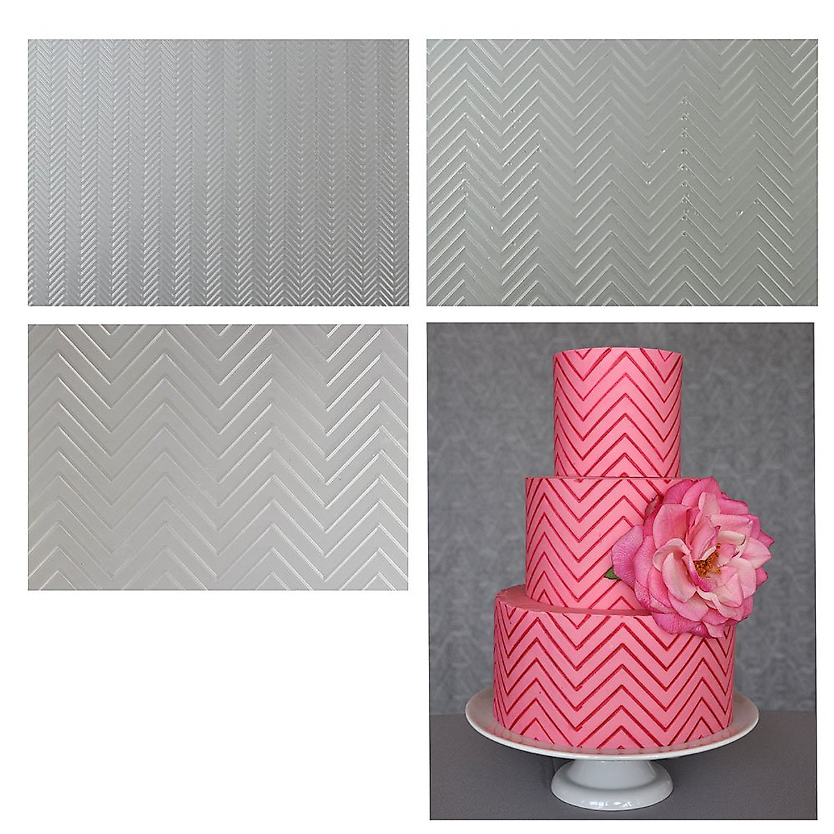 Sweet Elite Tools Chevron Texture Sheets - Set of Three Chevron Impression Mats By Lauren Kitchens