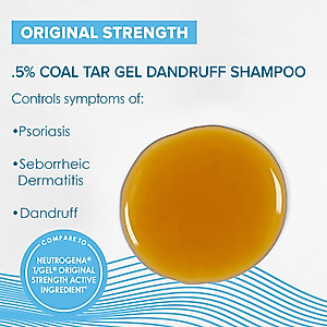 True+Real Coal Tar Therapeutic Plus Tar Gel Anti-Dandruff Shampoo Original Strength 0.5% Coal Tar, 16 Fl Oz, Pack of 2