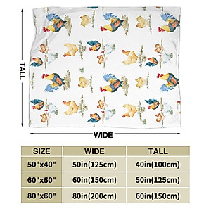 Chicken Rooster Blanket, Rustic Soft Warm Bed Bedding Throw Blankets Girls Boys Gifts for Couch Bedroom Sofa Office, All Season Cozy Flannel Plush Blanket for Kids Adults, 50"X40"