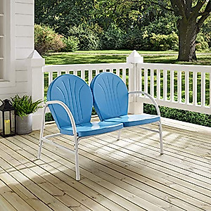 Crosley Furniture Griffith Metal Outdoor Loveseat, Sky Blue