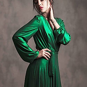 Qililandiy Satin Fabric 5 Yards Continuous 58" Wide Silky Bridal Decoration Fashion Crafts (Emerald Green)