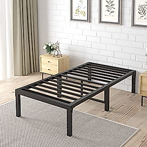 FUIOBYVV Twin Bed Frames, 14 Inch Heavy Duty Metal Platform Bed Frame Twin Size Support Up to 3500 lbs, No Box Spring Needed/No Shaking/Steel Slat Support/Noise Free/Easy Assembly