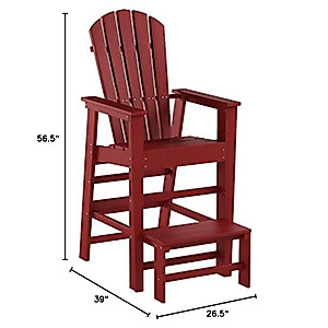 POLYWOOD SBL30SR South Beach Lifeguard Chair, Sunset Red