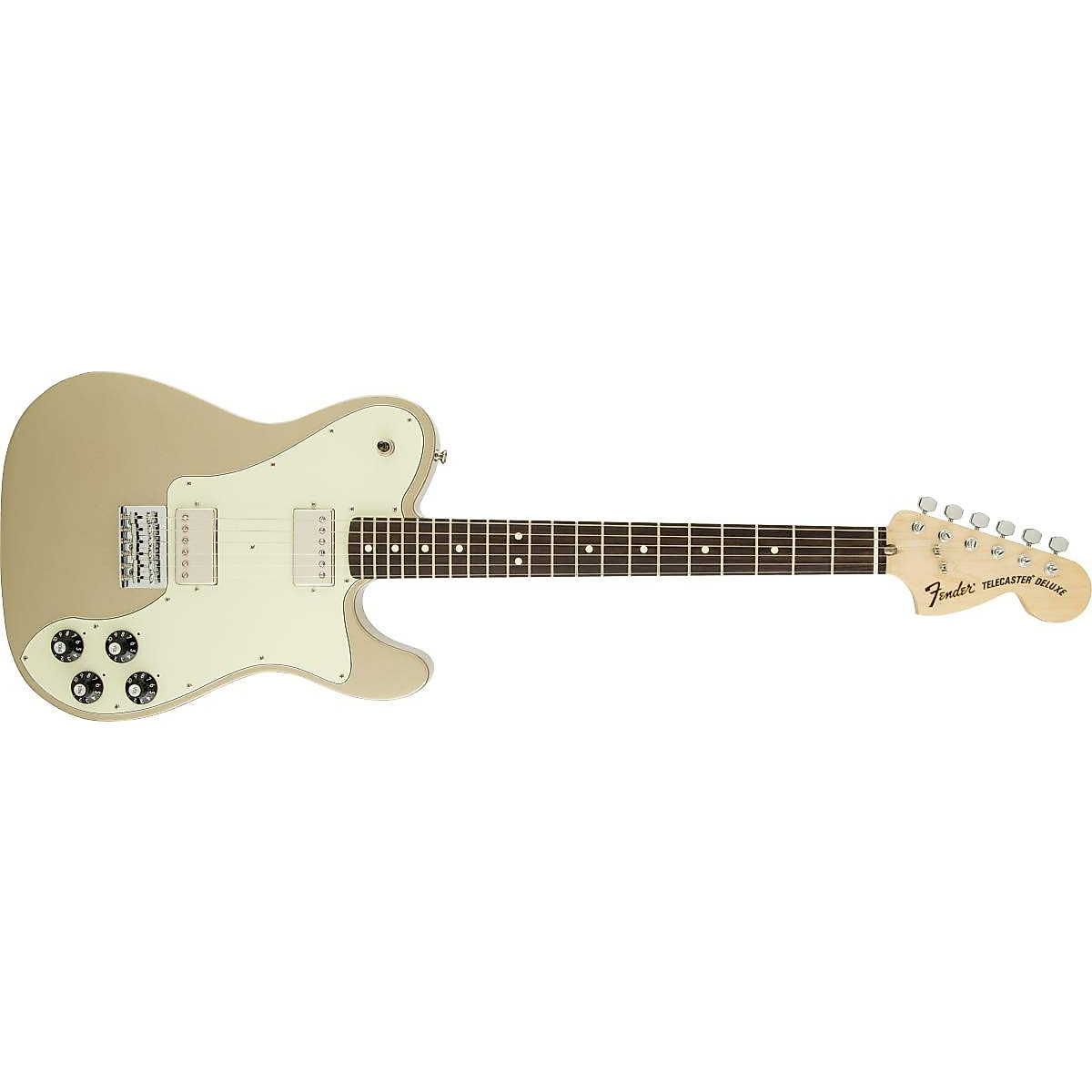 Fender Chris Shiflett Deluxe Telecaster Electric Guitar, with 2-Year Warranty, Shoreline Gold, Rosewood Fingerboard