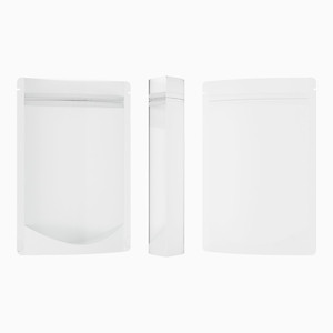 QQ Studio Pack of 100 Translucent Front Matte White Poly Plastic Resealable Bags (3.3oz (5" x 7"), White Stand-Up Pouch)