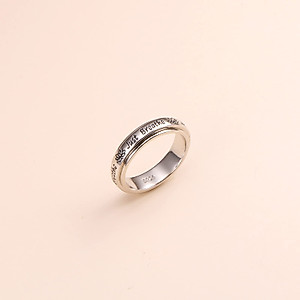 JZMSJF S925 Sterling Silver Spinner Fidget Rings for Anxiety Relief Boredom ADHD Autism Band Women Size 7