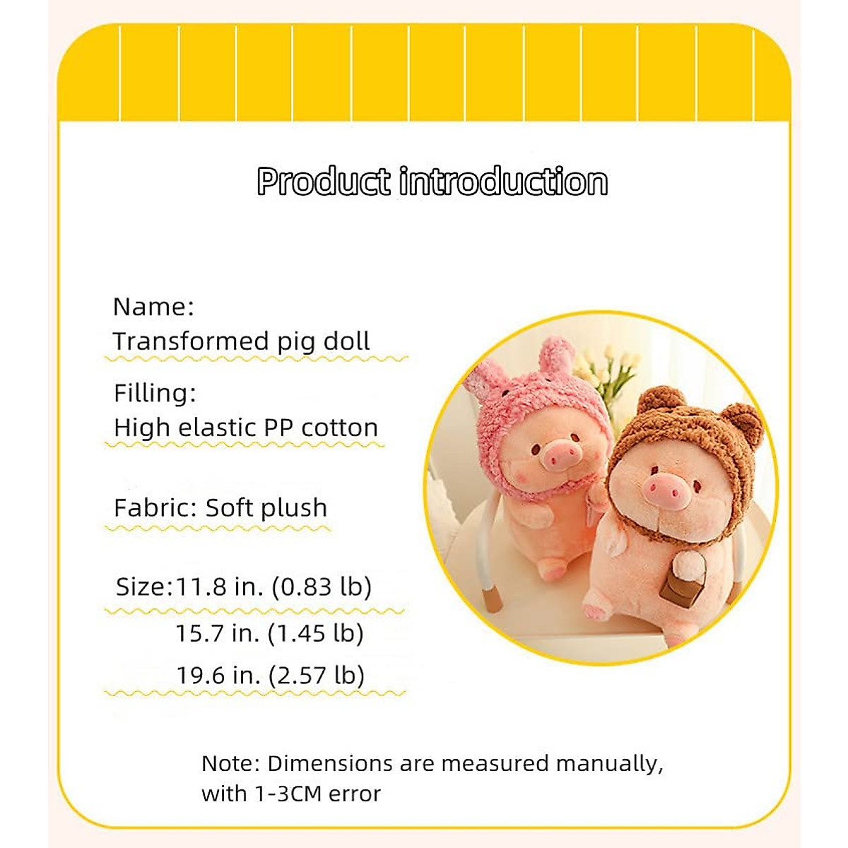 Gujuja 11.8 Inch Pig Plush Pillow Delicate and Lovely Pig Stuffed Animal Simulation Pig Plush Doll Toy for Family,Friends,Girlfriends and Kids