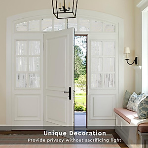 NINETREX Window Privacy Film Frosted Glass Window Film Sticker Decorative Coverings Non-Adhesive Heat Anti-UV for Home Office Living Room,Stripe Patterns，17.5 x 78.7Inches