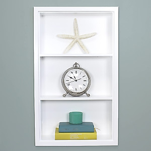 Fox Hollow Furnishings 14x24 Sloane Recessed Wall Niche Medicine Cabinet Replacement, in The Wall Bathroom Cabinet Insert Shelf/Shelves, Made in North America, Real Wood, NO MDF, White Plain Back