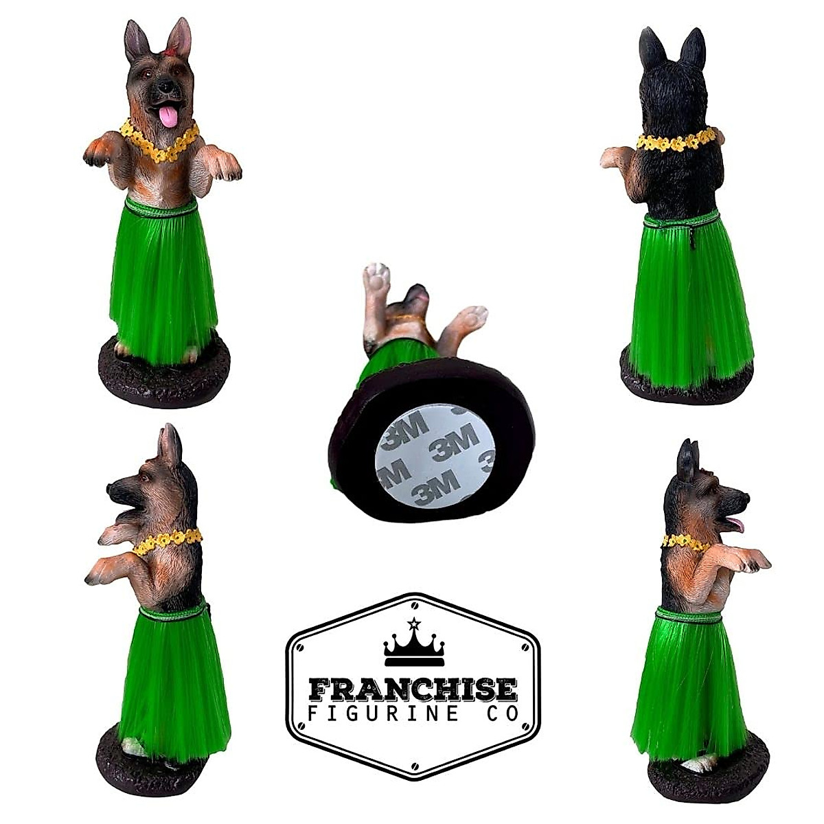 Franchise Figurine Company Hula Dog Dashboard Doll Car Accessories Bobblehead for Van Life and Beach Creations | German Shepherd | Golden Retriever | Labrador Retriever (German Shepherd)