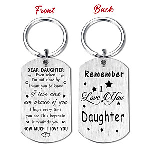 Resdink Daughter Keychain Gifts - to My Dear Daughter, I Love You Daughter Birthday Key Chain, Best Graduation Gifts for Our Daughter Proud of Daughter Teen Girl, Christmas Gifts for Adult Daughter