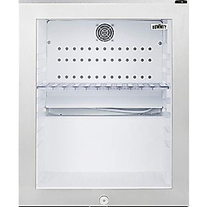 Summit Appliance MB13GST Compact Minibar with Glass Door, Seamless Stainless Steel Trim, Digital Controls, Automatic Defrost, Interior LED Light, Front Lock and Black Cabinet